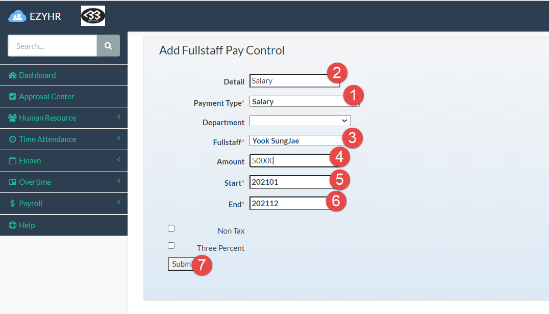 วิธีการคีย์ Pay Controls – EZY-HR โซลูชั่นบริหารงานบุคคลออนไลน์