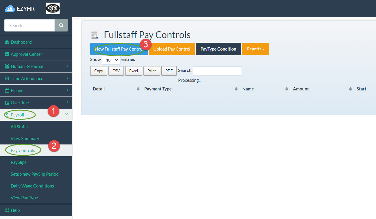 วิธีการคีย์ Pay Controls – EZY-HR โซลูชั่นบริหารงานบุคคลออนไลน์