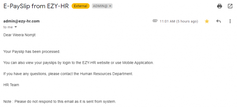 2021-09-14 แก้ไขข้อความใช้ส่งอีเมล์สลิปเงินเดือน – EZY-HR โซลูชั่นบริหารงานบุคคลออนไลน์